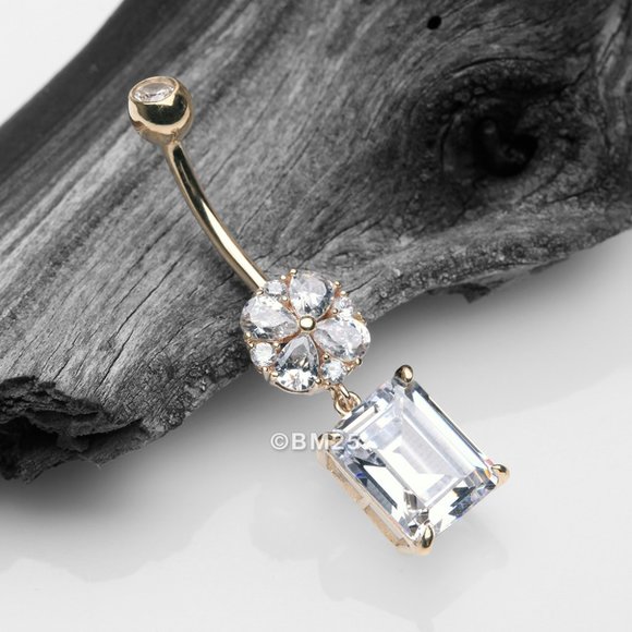 BM25 | Jewelry | 4 Karat Gold Asscher Cut Sparkle Dangle Multigem Belly ...